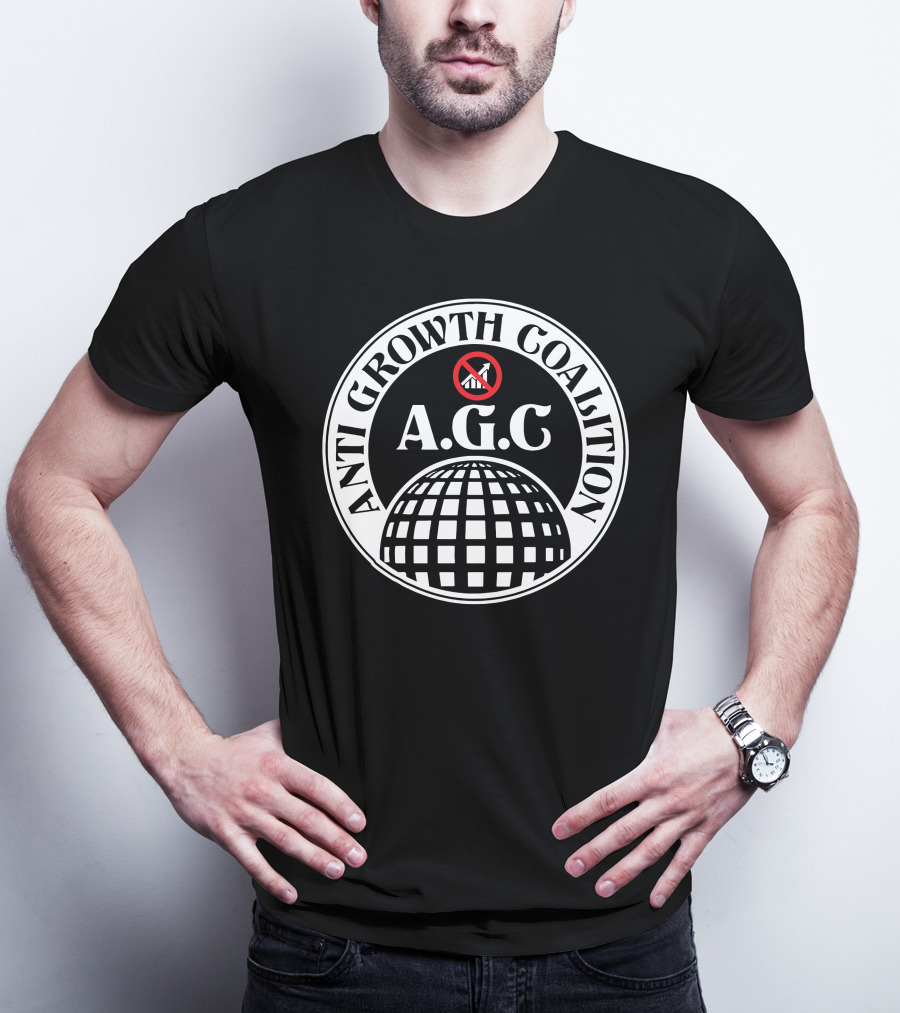 ANTI GROWTH COALITION A.G.C. No Symbol Arrow Globe T-Shirt