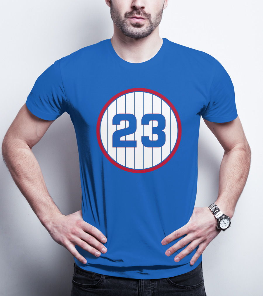 Harry Caray 23 Baseball Number Circle Blue Pinstripe T-Shirt