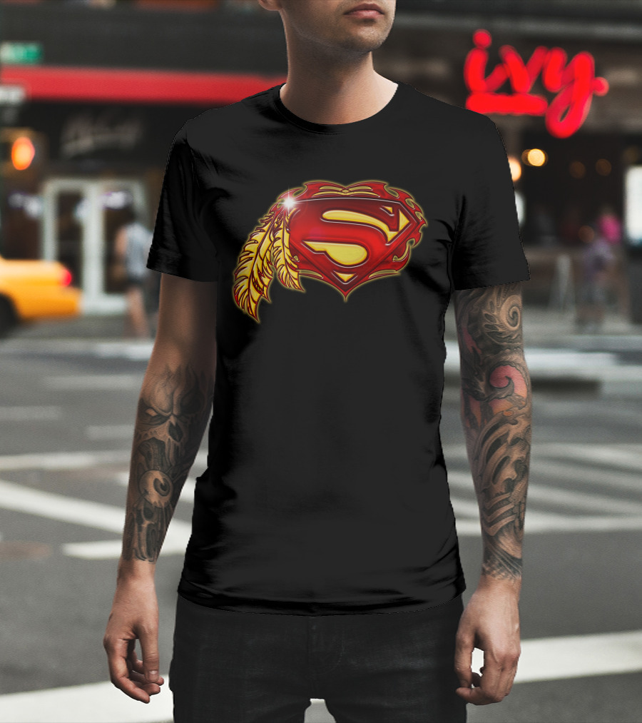 Superman Logo With Native Feather T-Shirt