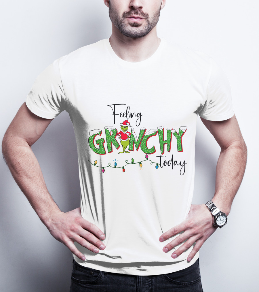 Feeling Grinchy Today Christmas Lights Holiday Festive T-Shirt