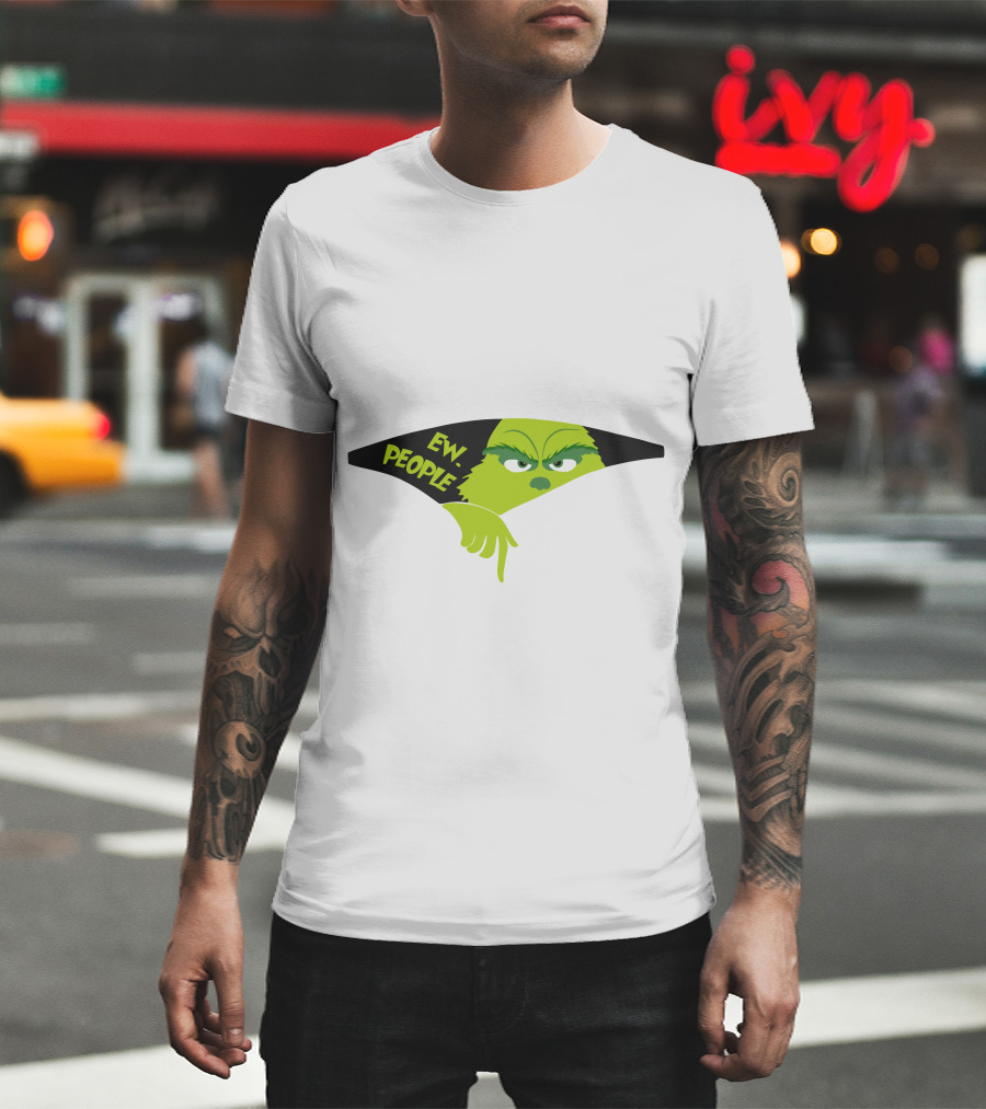 Ew People Grinch Face Peeking Out T-Shirt
