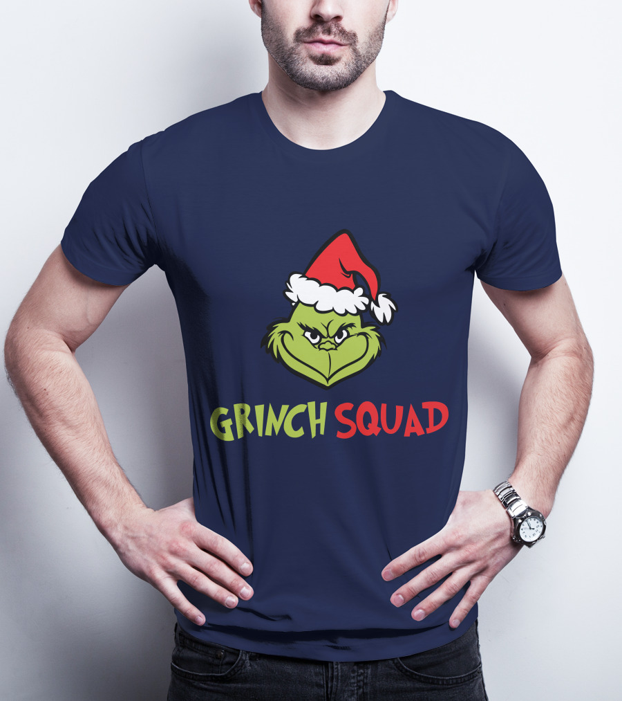 Grinch Squad Merry Christmas Santa Hat T-Shirt