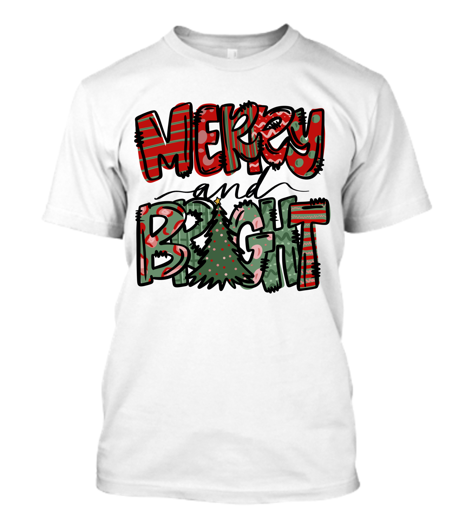 Merry And Bright Christmas With Tree T-Shirt