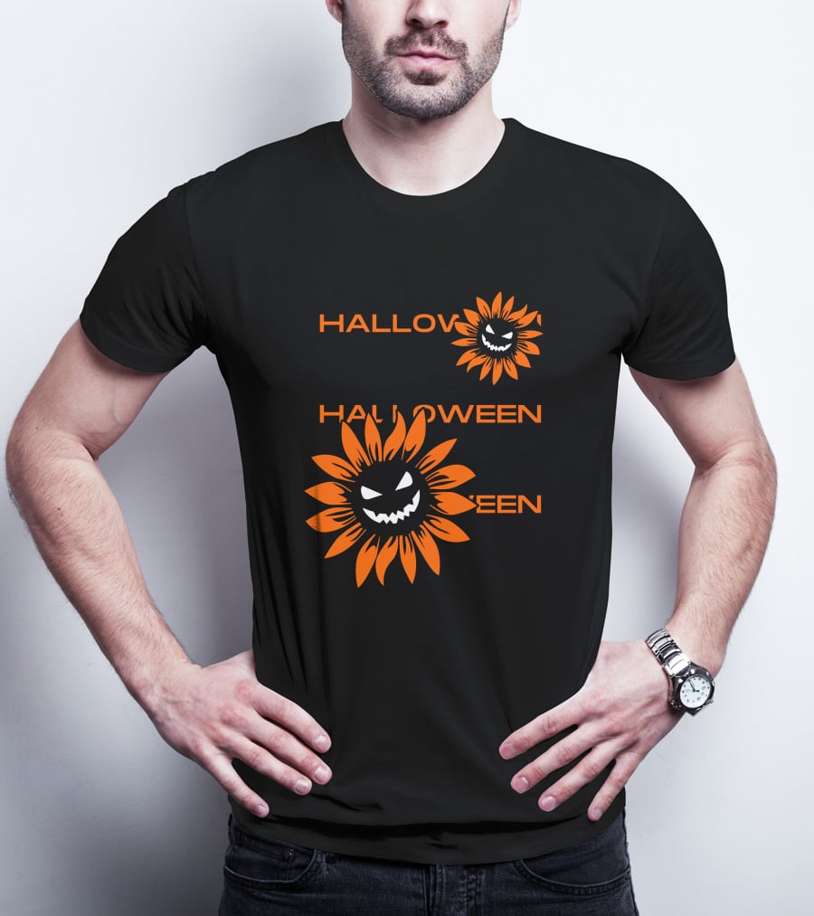 Halloween Devil Sunflower Face T-Shirt