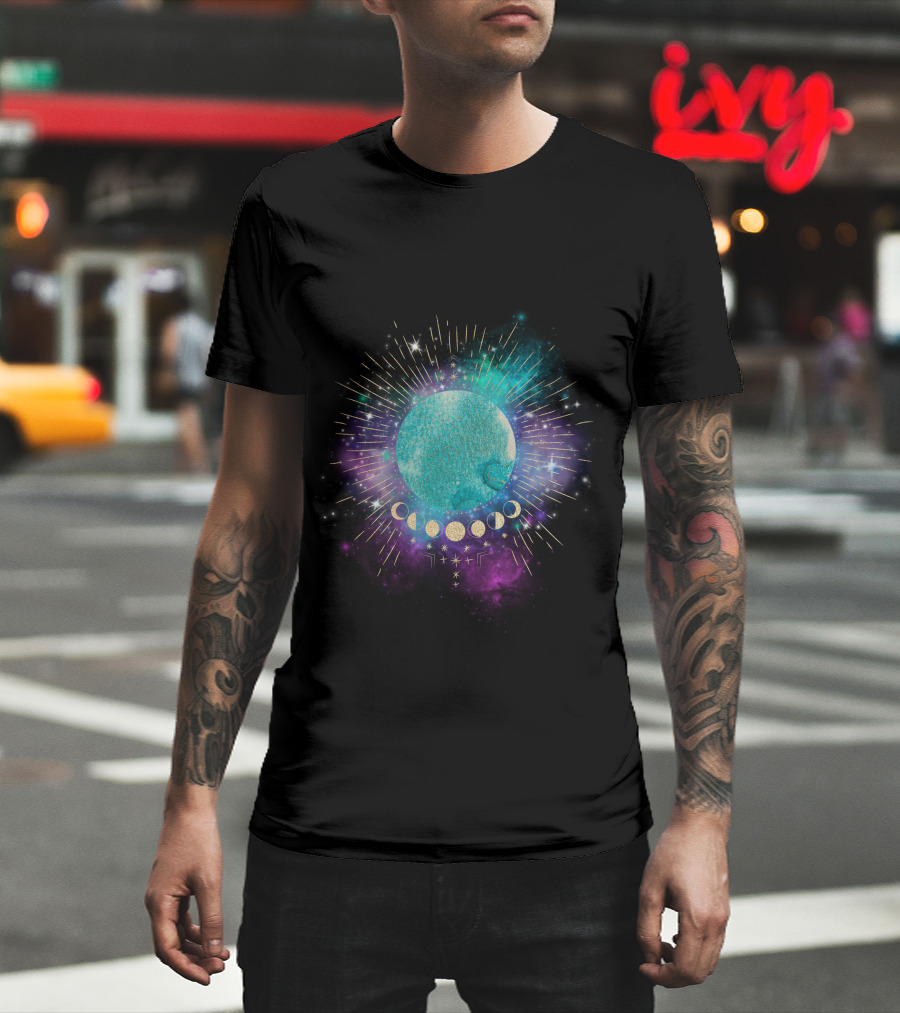 Miracle Planet Celestial Cosmic Phases With Stars And Galaxy Elements T-Shirt
