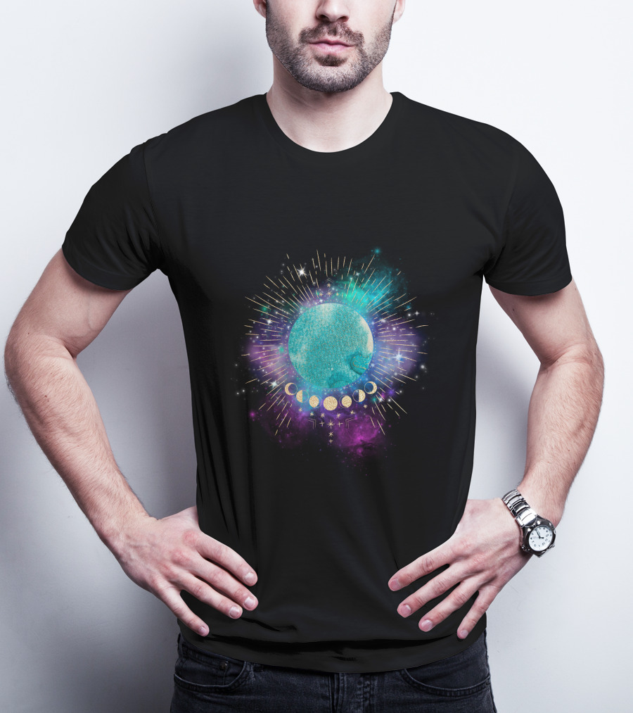 Miracle Planet Celestial Cosmic Phases With Stars And Galaxy Elements T-Shirt