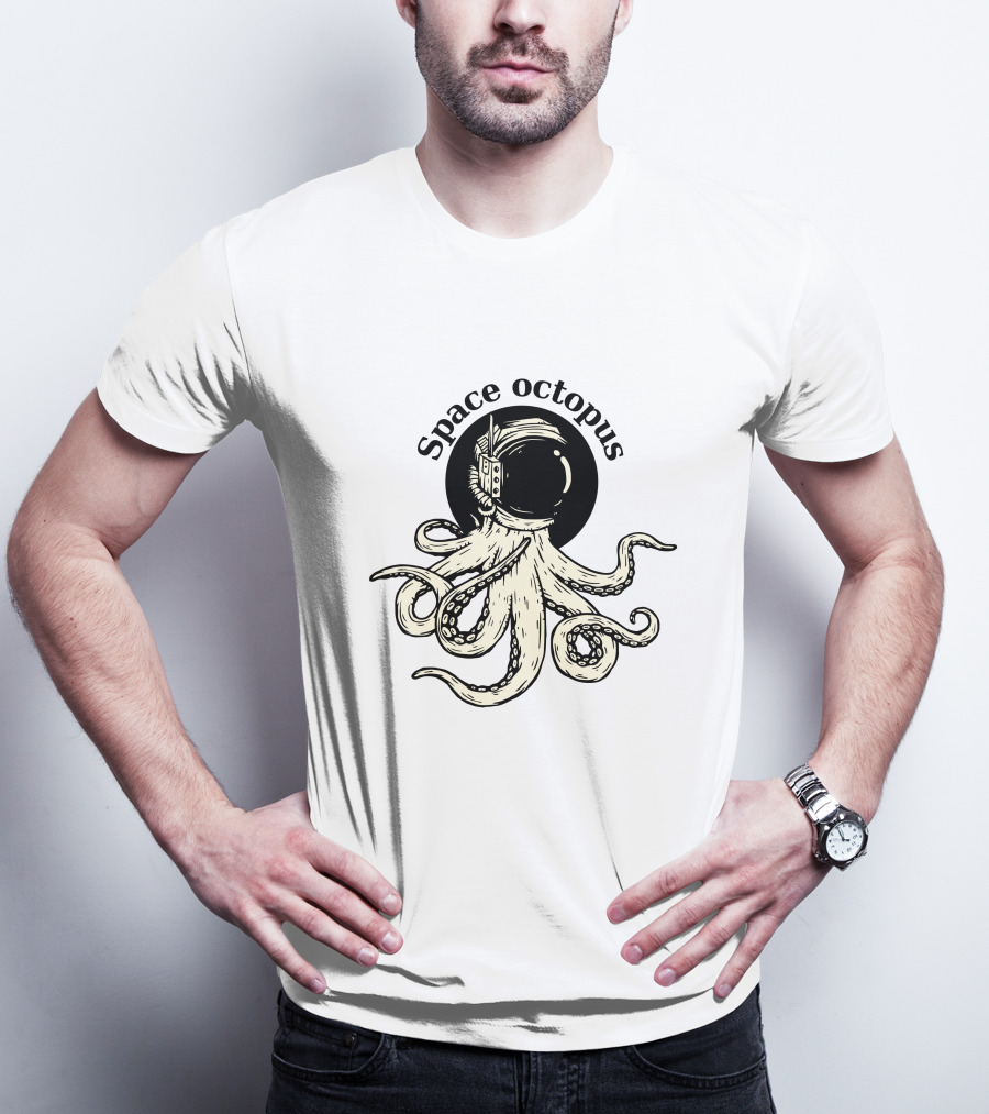 Space Octopus Astronaut Helmet Retro T-Shirt