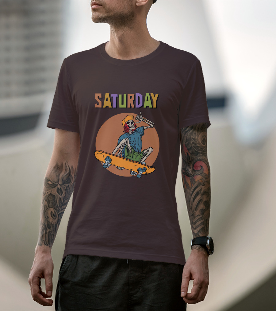 SATURDAY Skeleton Skateboarder Vibe T-Shirt