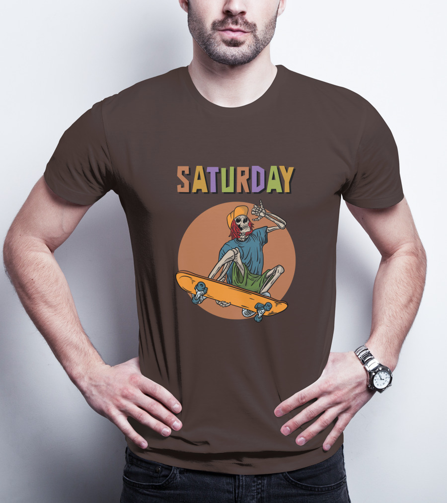 SATURDAY Skeleton Skateboarder Vibe T-Shirt