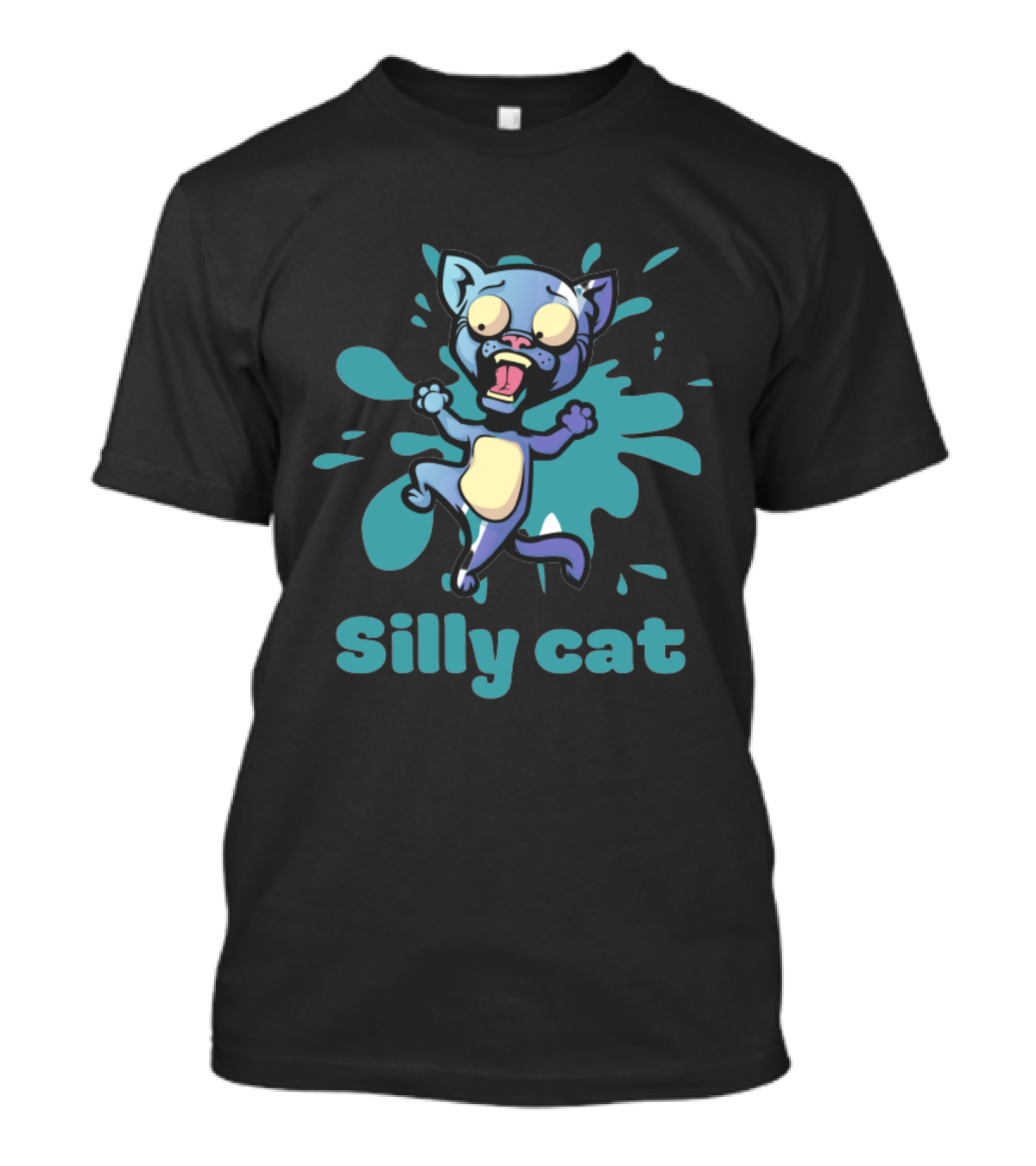 Playful Silly Cat With Cartoon Splash Effect T-Shirt