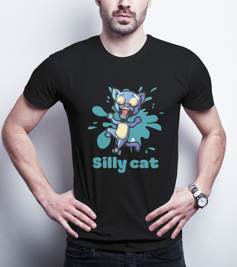 Playful Silly Cat With Cartoon Splash Effect T-Shirt