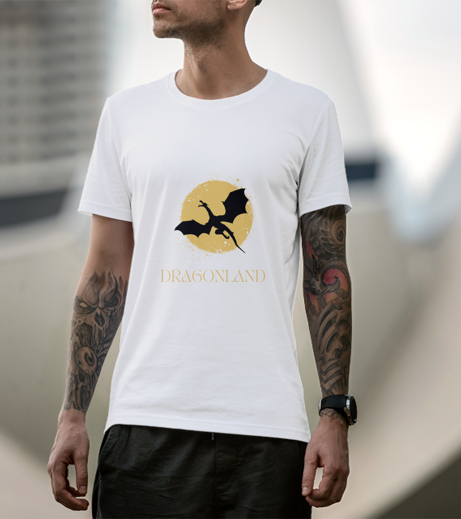 Dragonland Silhouette Against Moon T-Shirt