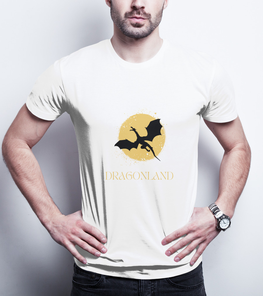 Dragonland Silhouette Against Moon T-Shirt