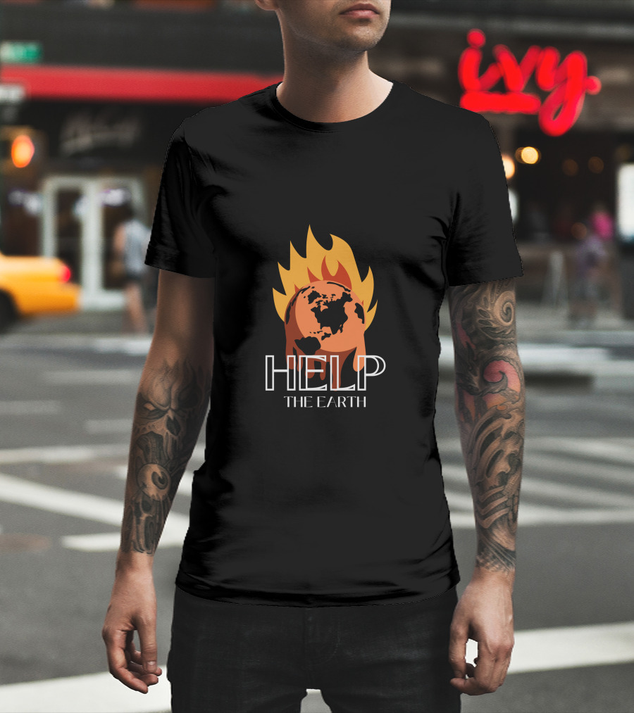 Help The Earth Save The Earth Flame Planet T-Shirt