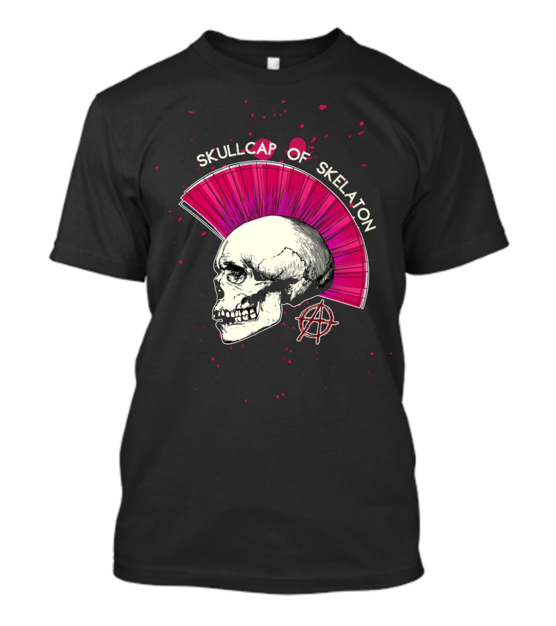 Skullcap Of Skeleton Punk Anarchy Mohawk T-Shirt