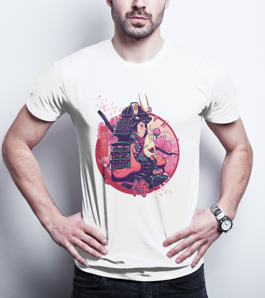 Samurai Girl Cherry Blossom Warrior Japan Kanji T-Shirt