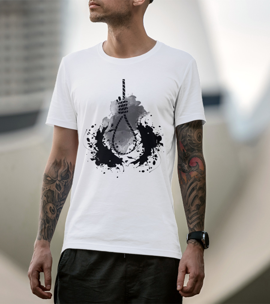 Rope Black And White Abstract Ink Splatter T-Shirt