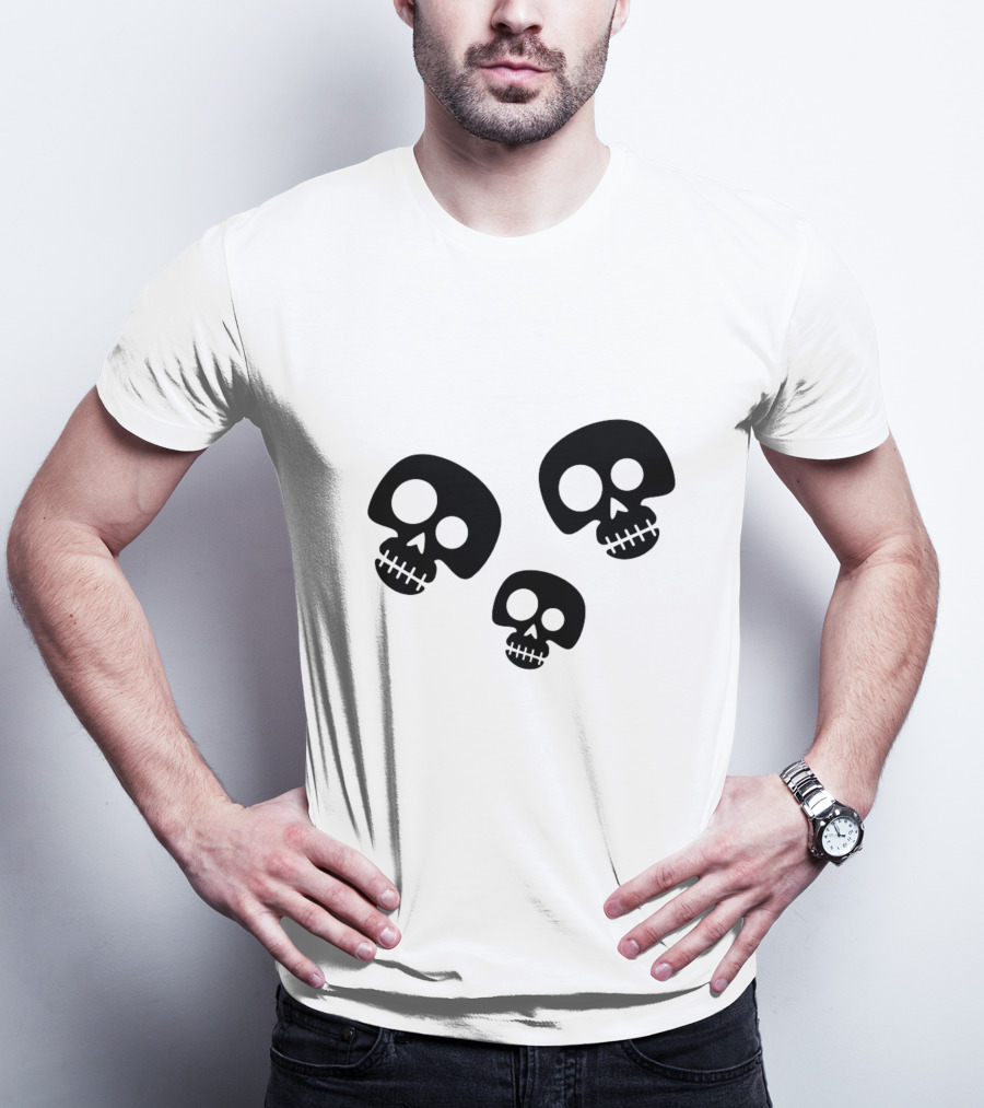 Skull Cute Trio Playful Black And White Skulls T-Shirt