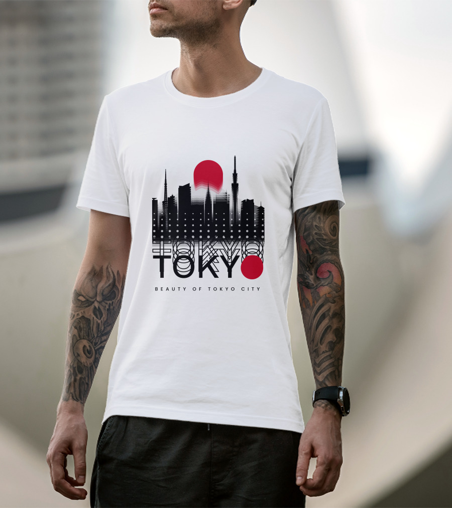 Tokyo Beauty Of Tokyo City Skyline Red Sun T-Shirt