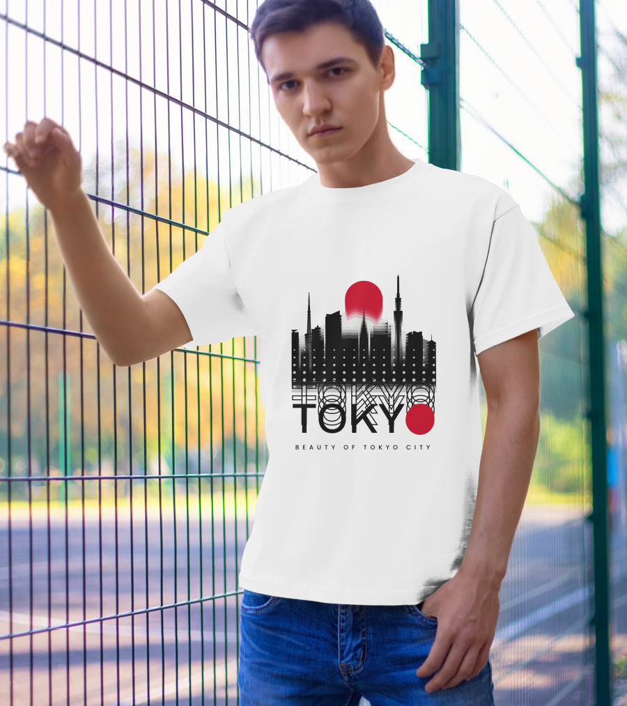 Tokyo Beauty Of Tokyo City Skyline Red Sun T-Shirt