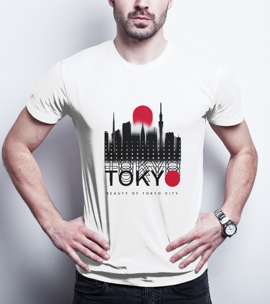 Tokyo Beauty Of Tokyo City Skyline Red Sun T-Shirt