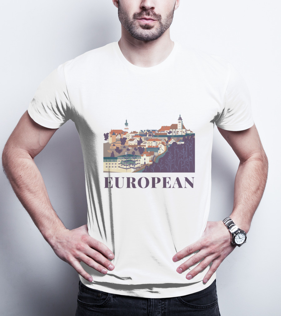European Scenic Village Architecture Panorama T-Shirt
