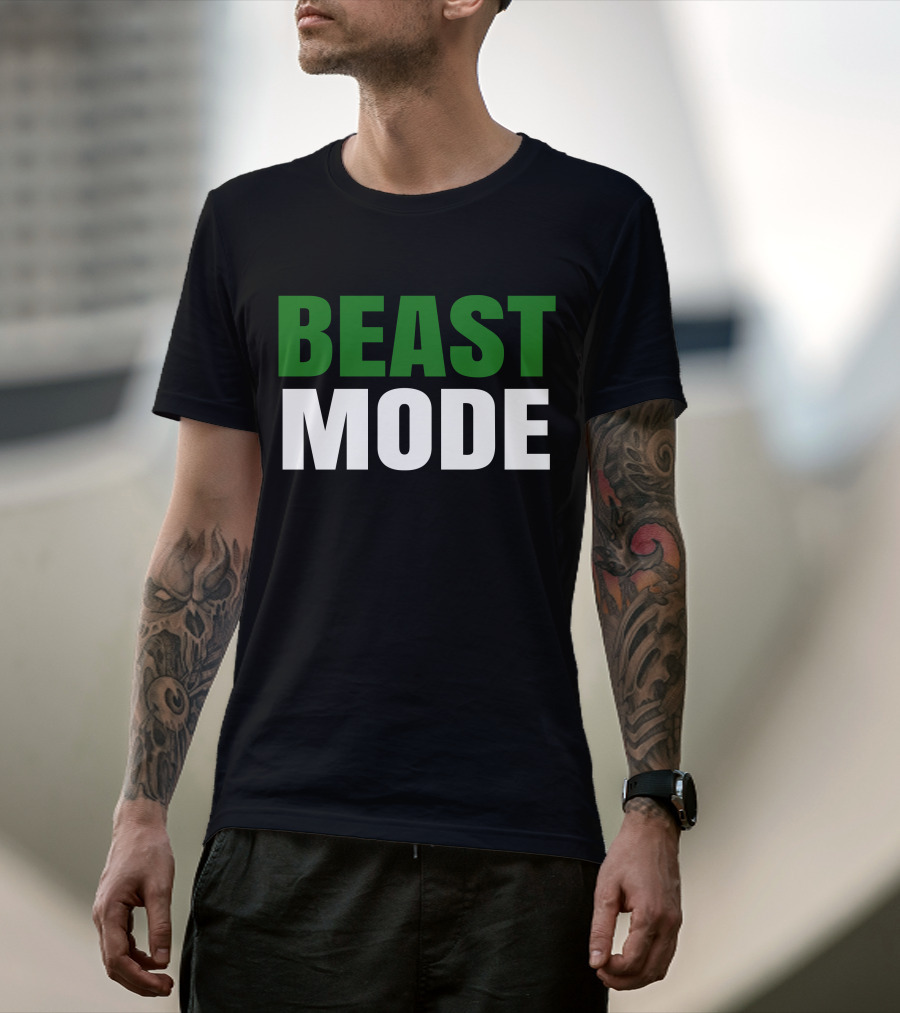 BEAST Mode Word Green Text Sports Motivation T-Shirt