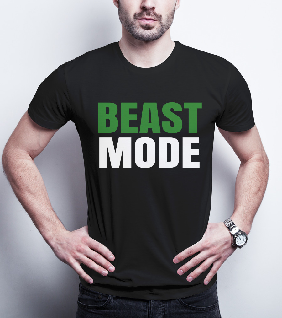 BEAST Mode Word Green Text Sports Motivation T-Shirt
