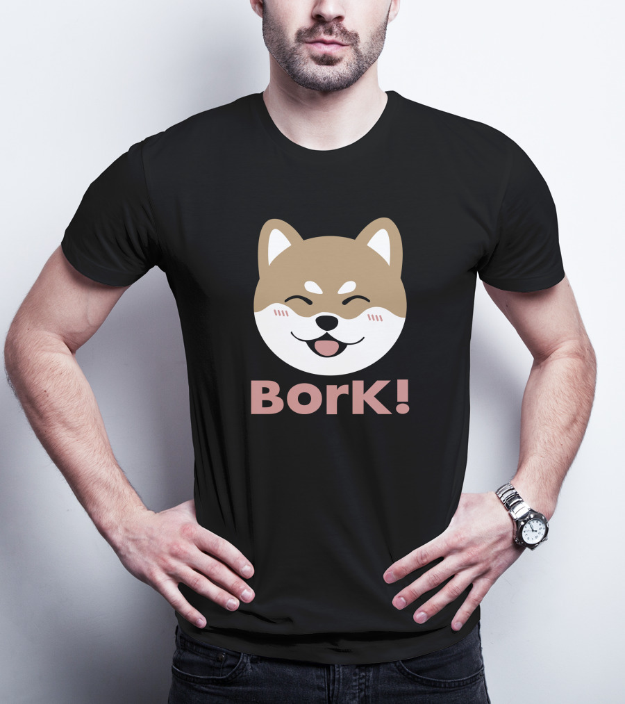 Bork Smiling Shiba Inu Dog Face T-Shirt