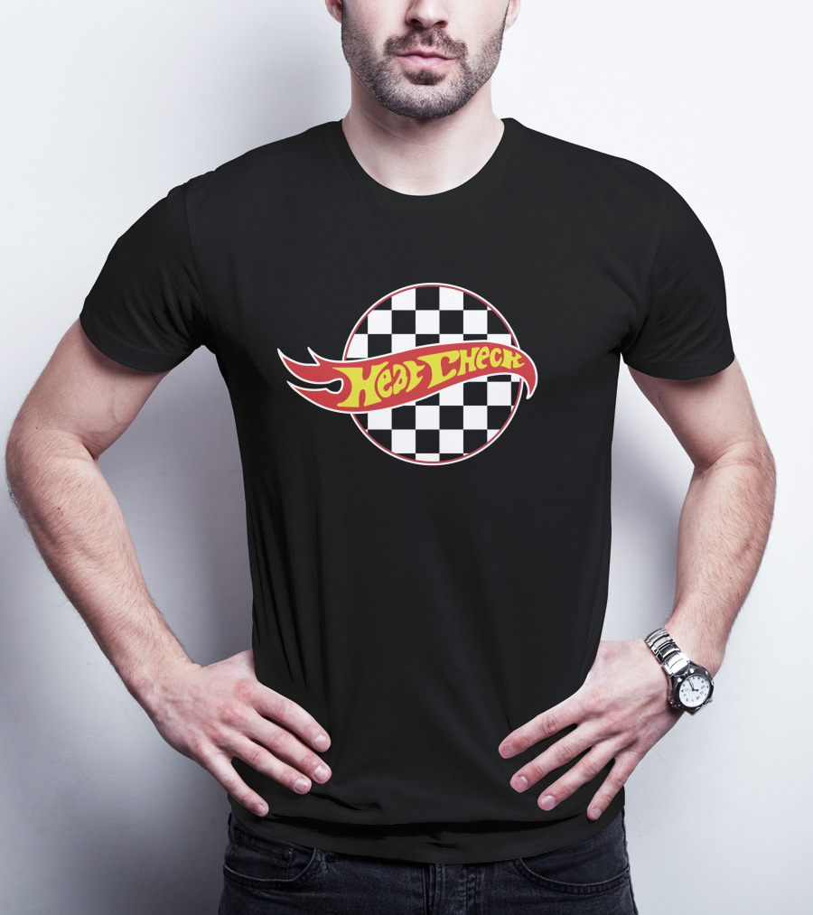 Heat Check Racing Flames Checkerboard Circle T-Shirt