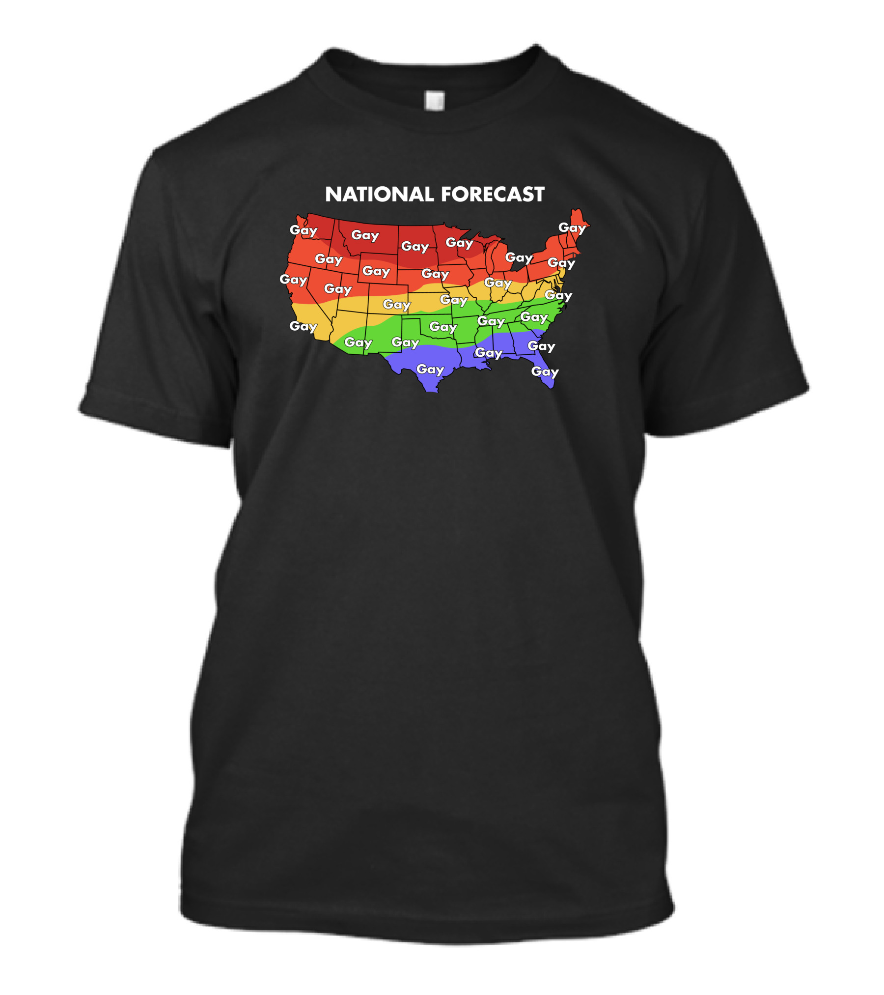 National Forecast Map Gay Gay Gay Rainbow Colors USA T-Shirt