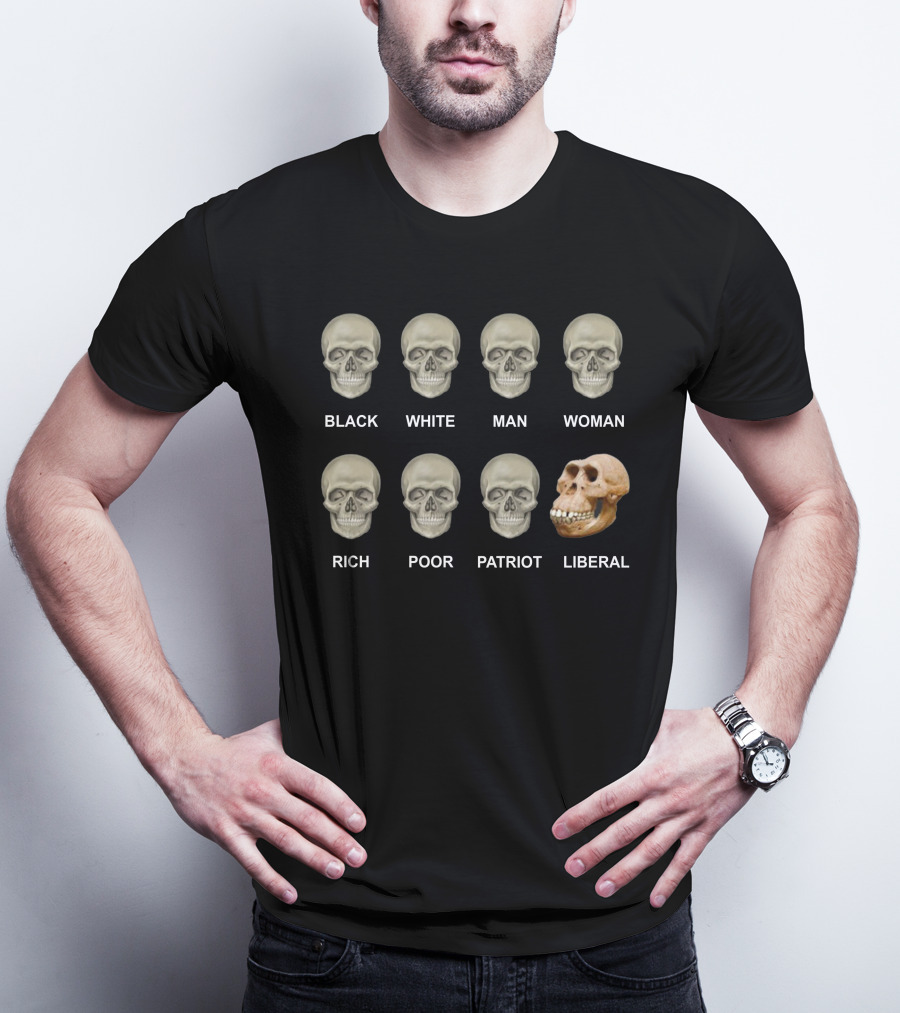Black White Skull Evolution Man T-Shirt