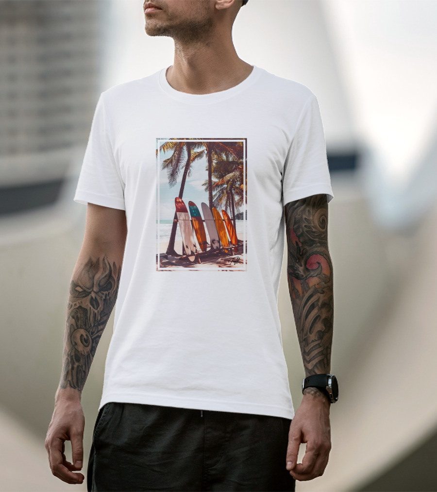Tuff Surfboards Tropical Palm Beach Scene T-Shirt
