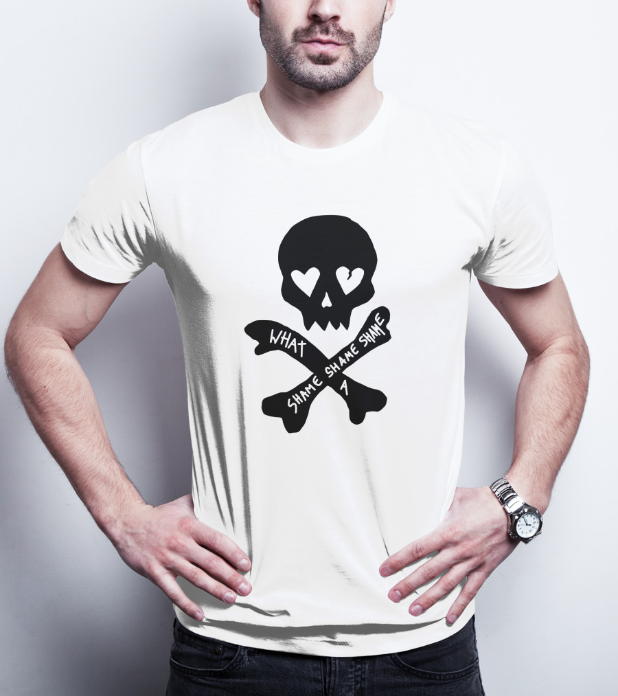 What A Shame Skull And Crossbones With Heart Eyes T-Shirt