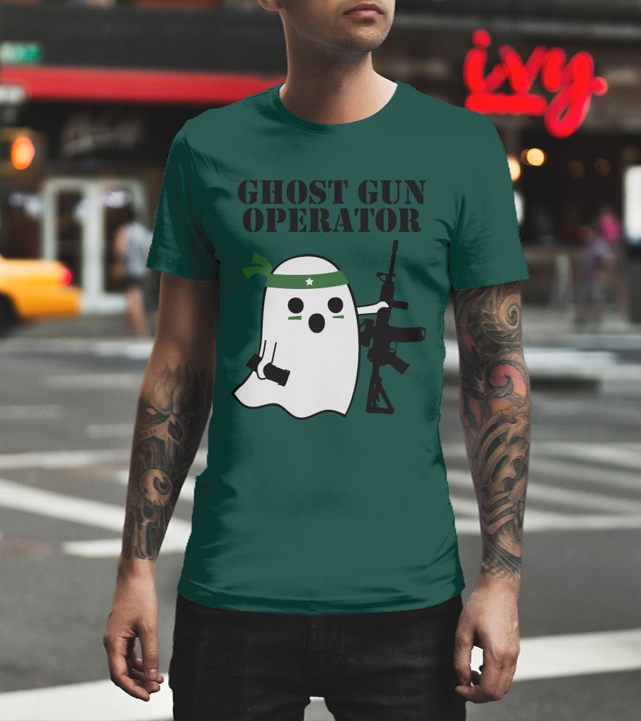 Ghost Gun Operator Ghost With Bandana And Rifle T-Shirt