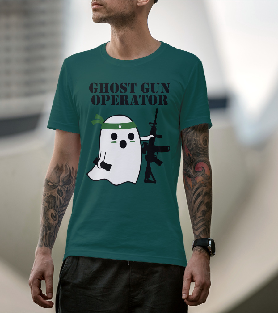 Ghost Gun Operator Ghost With Bandana And Rifle T-Shirt