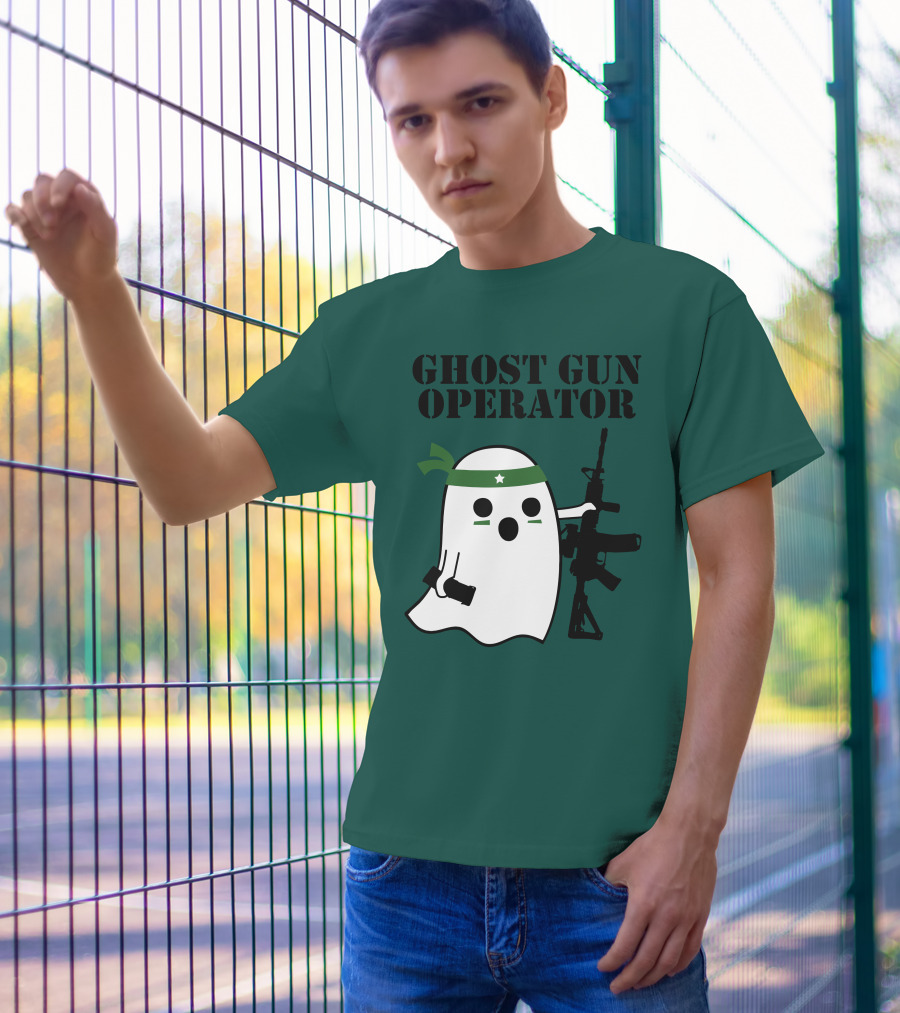 Ghost Gun Operator Ghost With Bandana And Rifle T-Shirt