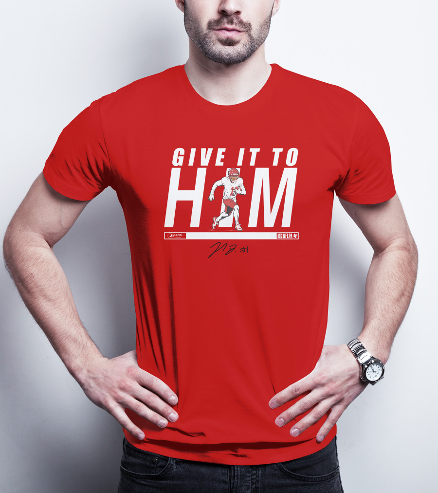 Give It To Him Football Player Signature 10 Red And White T-Shirt
