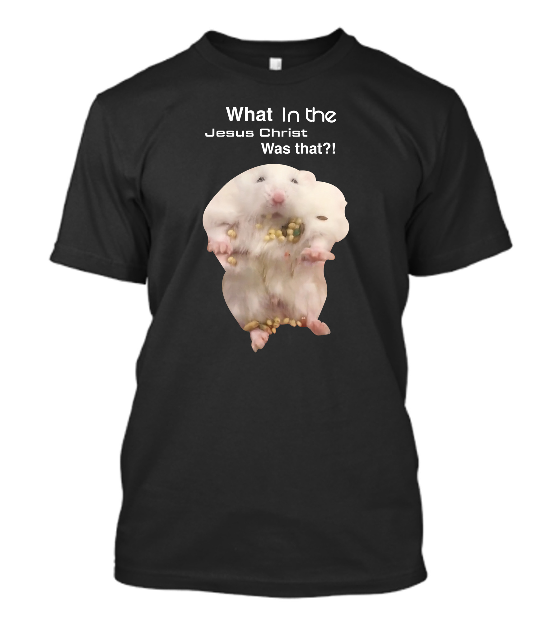 Hamster Jesus Christ Cute Fluffy White Rodent Eating Food T-Shirt