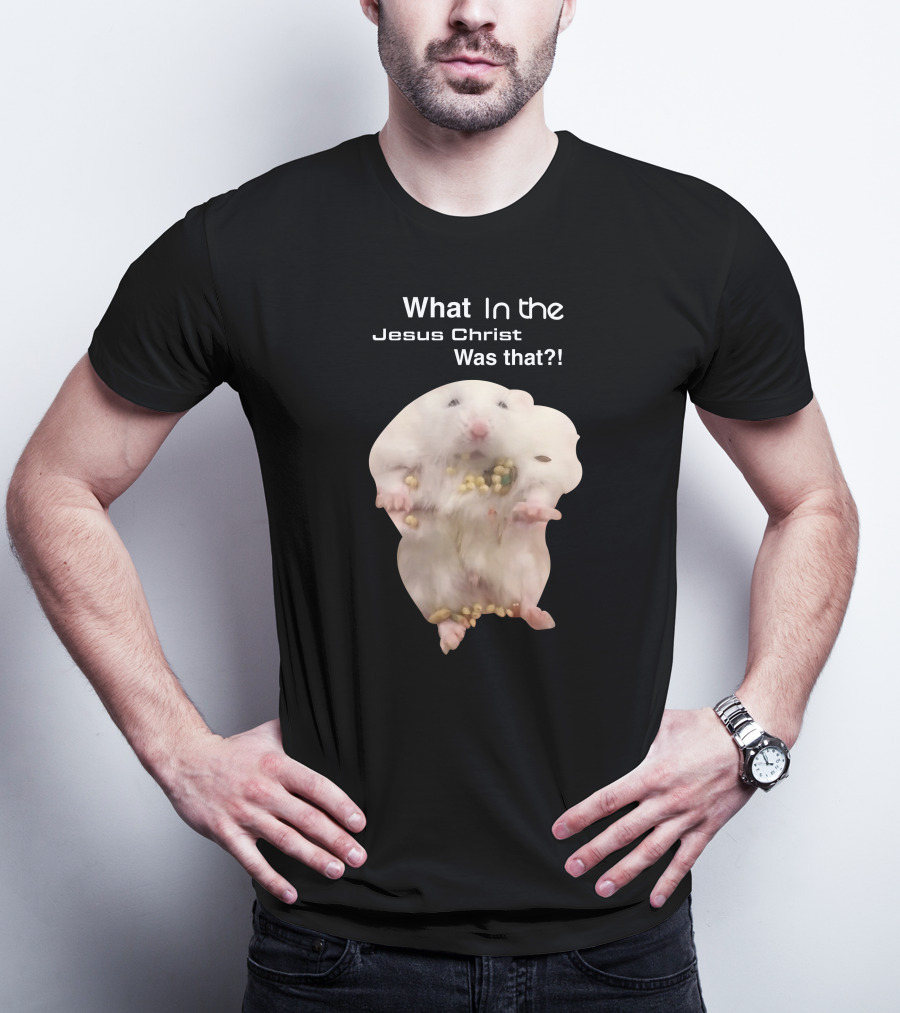 Hamster Jesus Christ Cute Fluffy White Rodent Eating Food T-Shirt