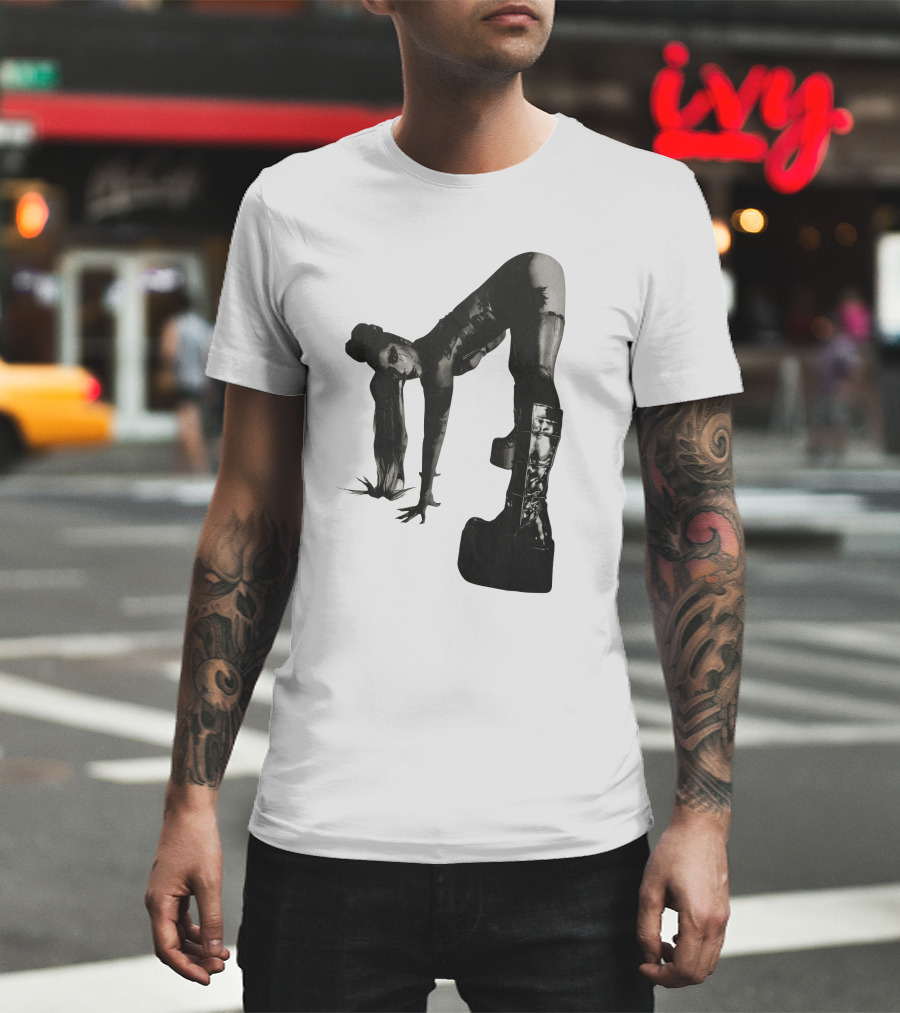 Lady Gaga Chromatica Black And White Striking Pose Platform Boots T-Shirt