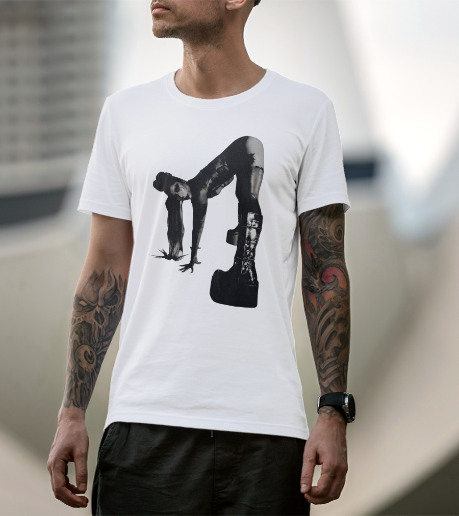 Lady Gaga Chromatica Black And White Striking Pose Platform Boots T-Shirt
