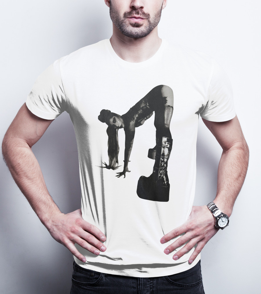 Lady Gaga Chromatica Black And White Striking Pose Platform Boots T-Shirt