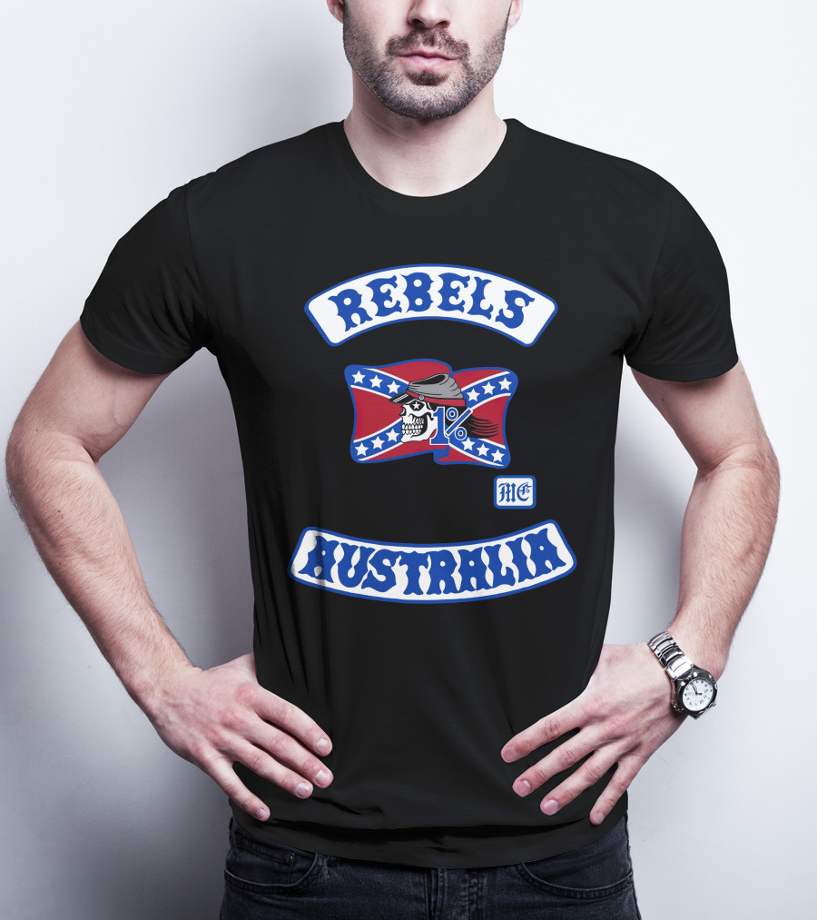 Rebels MC 1% Skull Australia Motorcycle Club Patch T-Shirt