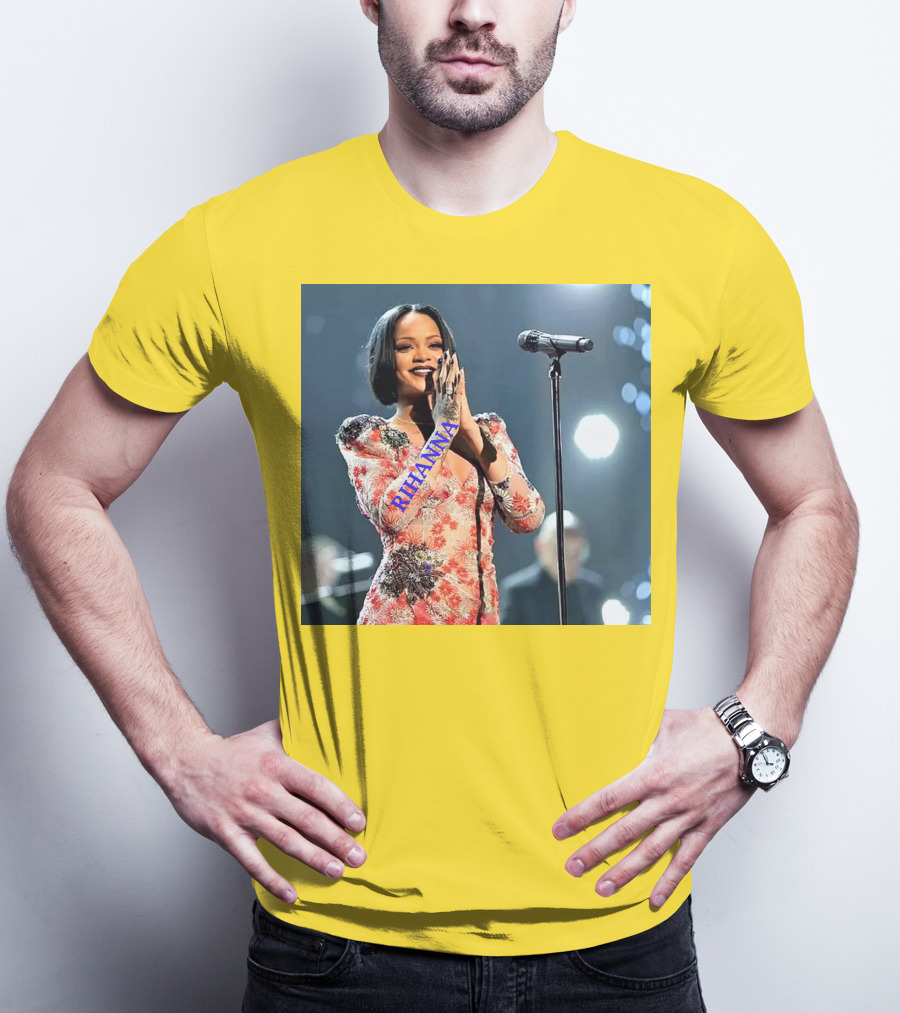 Rihanna Singer Songwriter Actress Performance Floral Dress T-Shirt