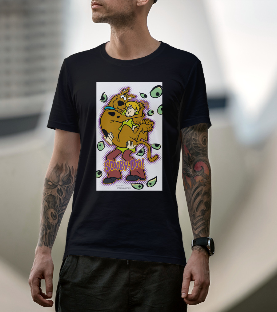 Scooby-Doo Shaggy Hug Surrounded By Eyes T-Shirt