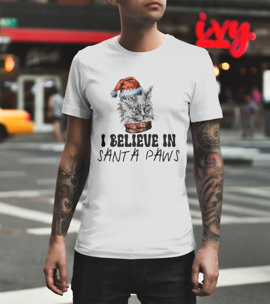 I Believe In Santa Paws Cat T-Shirt