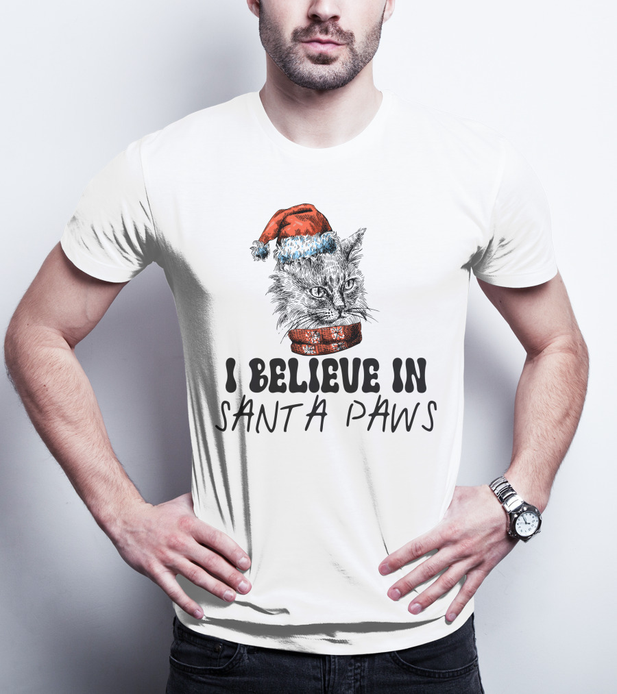 I Believe In Santa Paws Cat T-Shirt
