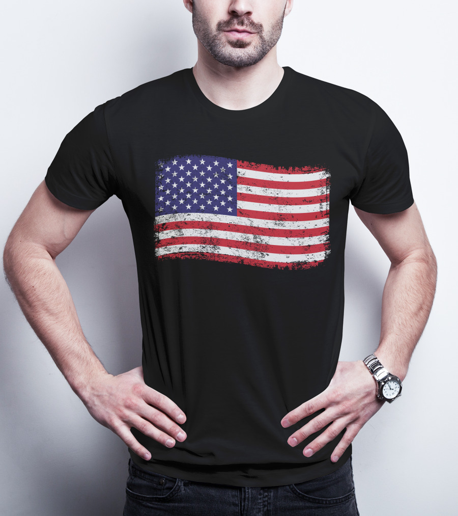 American Flag Distressed Vintage Style T-Shirt