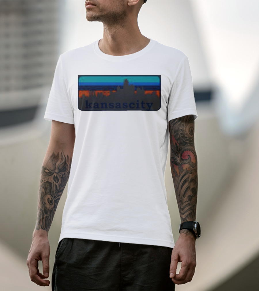 Kansas City Skyline Vintage Retro Sunset T-Shirt